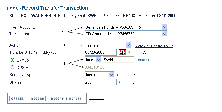 Index - Record Transfer Transaction
